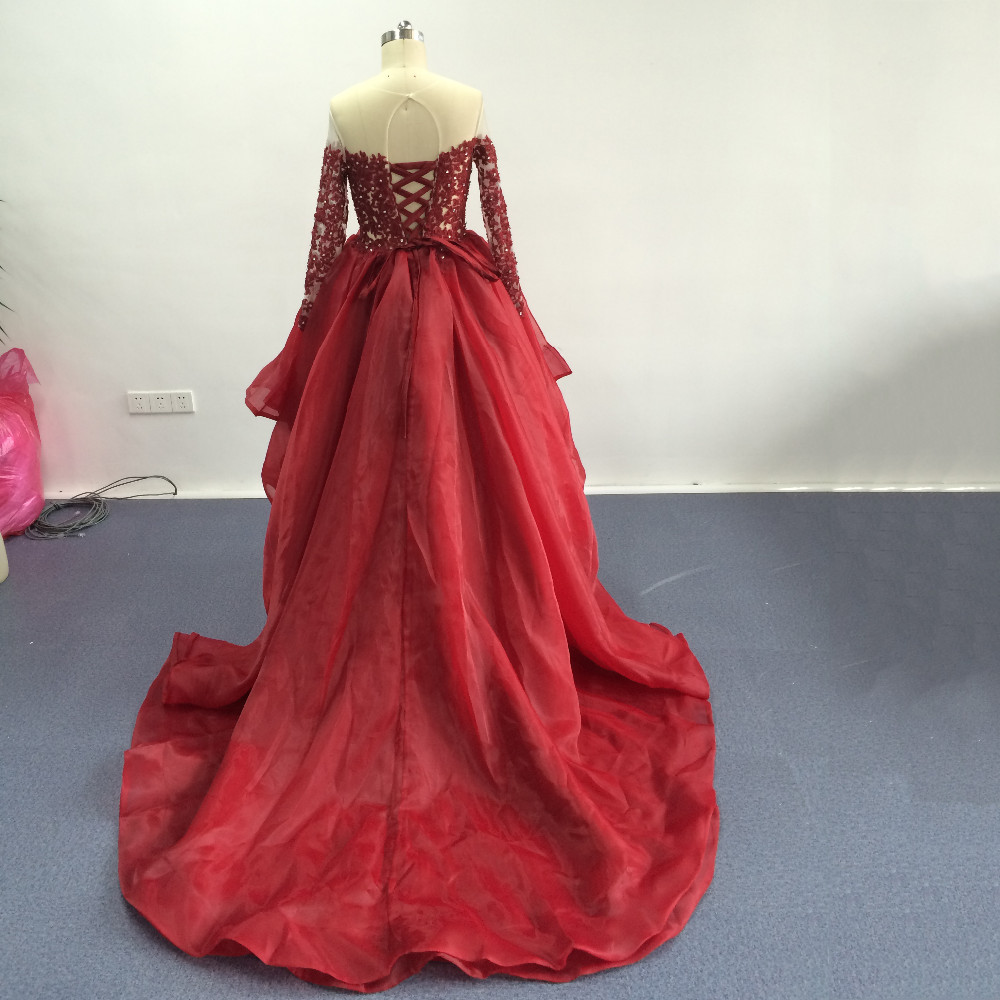 2017 Fashion Dark Red Lace Appliqued Beaded Short Front Long Back Prom ...